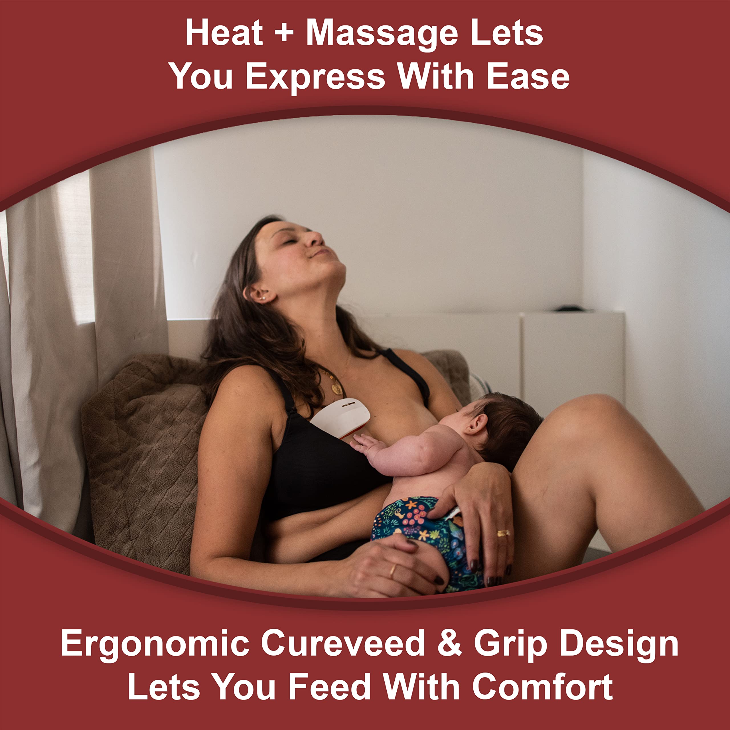 WELLCOMFORT 2-in-1 Warming Lactation Massager, Adjustable Heat & Vibration Modes for Clogged Milk Ducts, Pumping and Breastfeeding Essential, FSA/HSA Eligible (2 Pack)