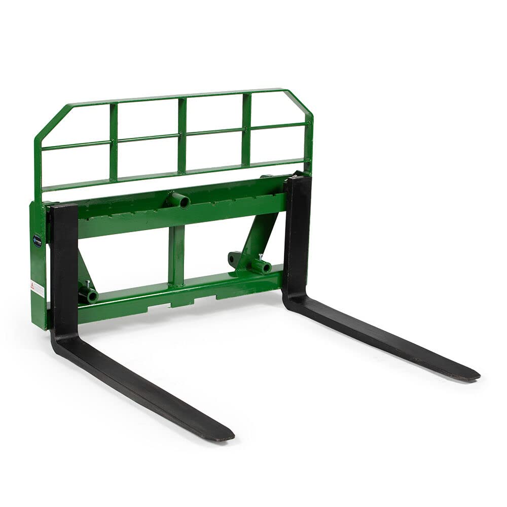 Titan Attachments HD Pallet Fork Attachment with 42in Fork Blades, Rate 4,500 LB, Fits John Deere Global Euro Loaders