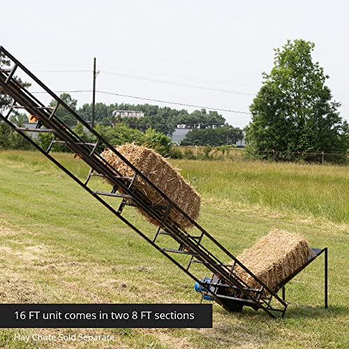 Titan Attachments Chain Drive 16ft Square Hay Bale Elevator Base Unit with 3/4 HP Motor, Black, Hay Harvesting Agricultural Equipment