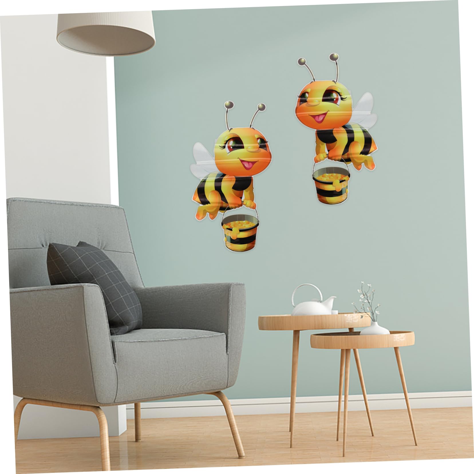 Toddmomy 2Pcs Bee Wall Stickers Bumblebee Decor Removable Mural Decals Honey Bee Clings for Kids Bedroom Nursery Playroom Decorations