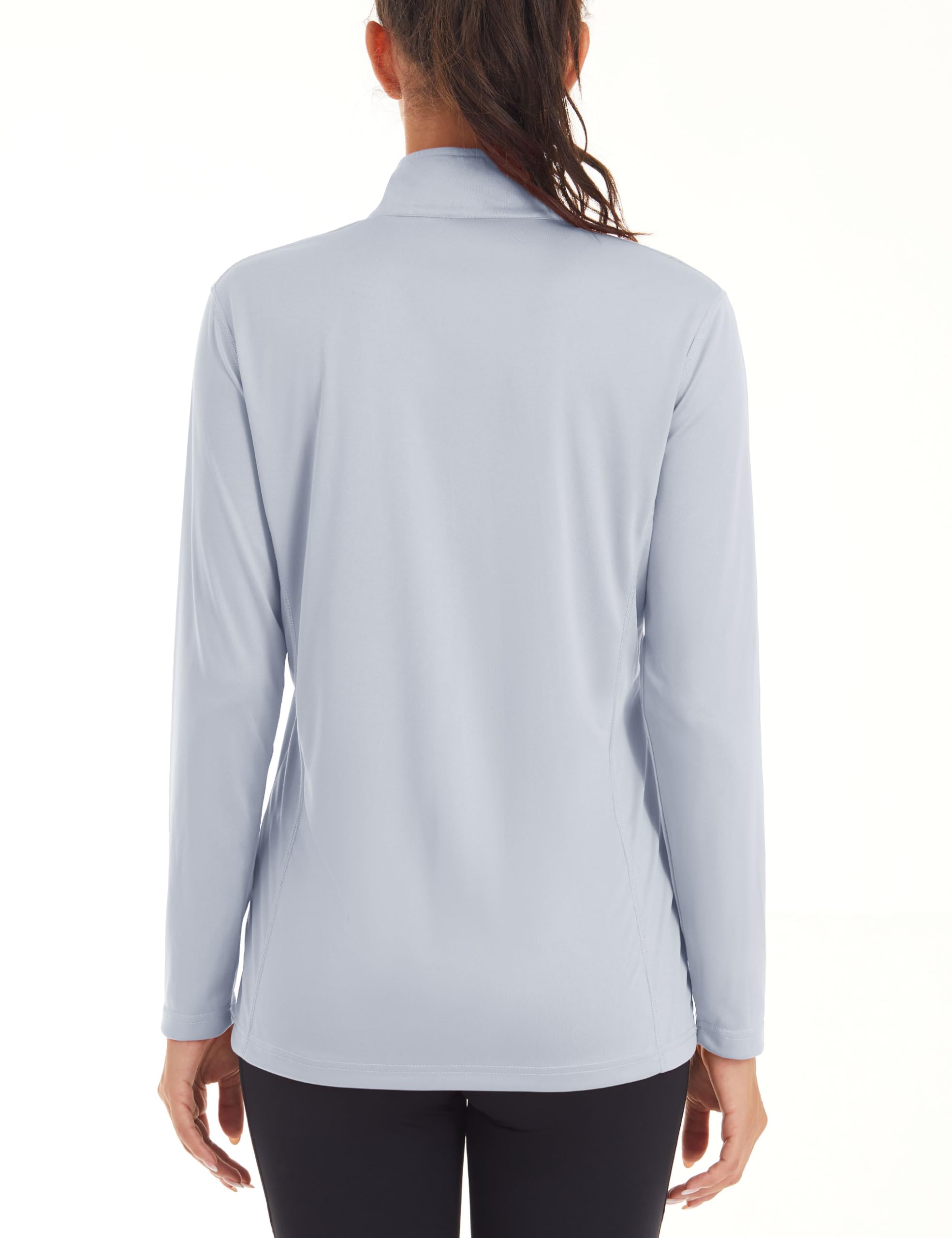 MAGCOMSEN Womens Uv Protection Shirts Running Shirts Women Gym Athletic Shirts Long Sleeve Tunics for Women Rashguard Shirt Light Grey