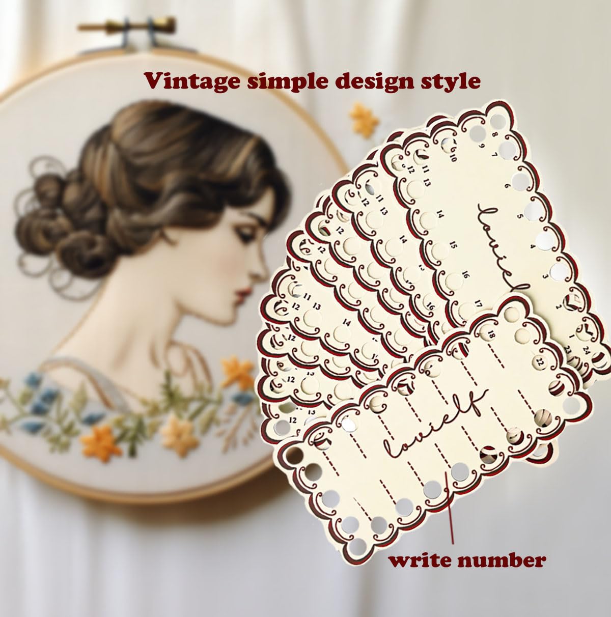 lovielf 12 Pack Embroidery Thread Organizer Cards, Embroidery Floss Organizer Holder Positions Cross Stitch Bobbin, Sewing Storage, Cardboard Floss Bobbins, Thread Keeper (12 pcs (Set A))