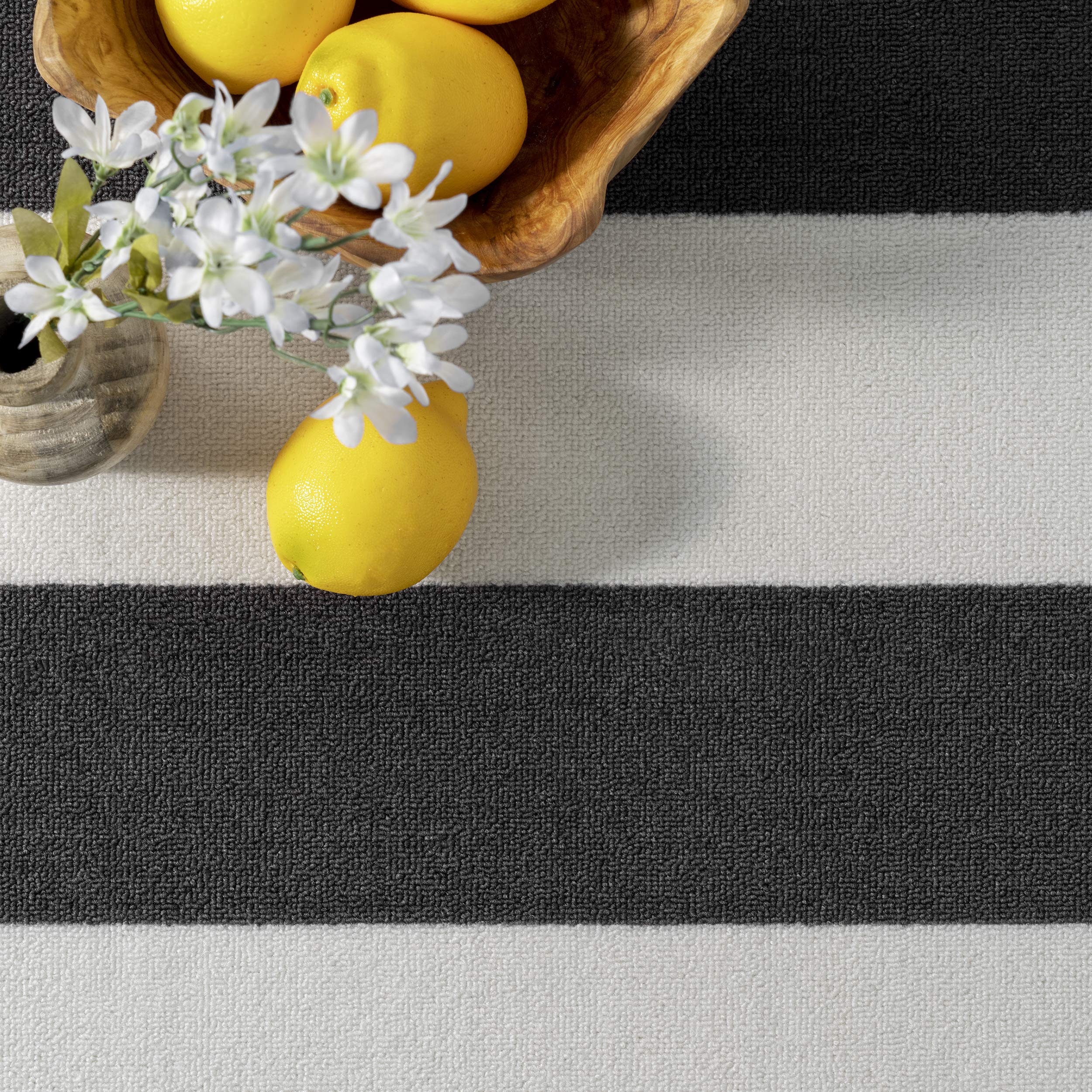 nuLOOM Christa Striped Indoor/Outdoor Area Rug, 9x12, Black