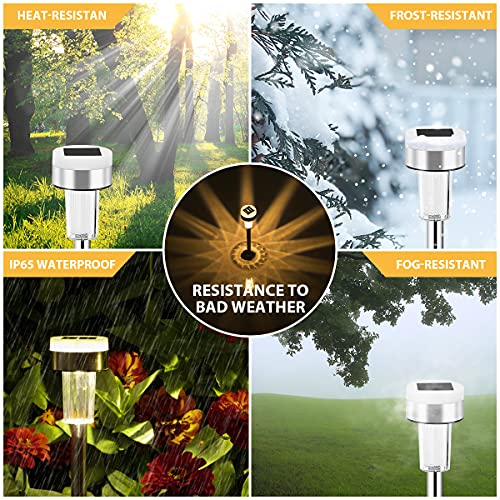 TWINSLUXES 16 Pack Solar Pathway Lights Outdoor Dual Light Source LED Solar Waterproof Pathway Lights for Garden Patio and Walkway Decoration Warm White.