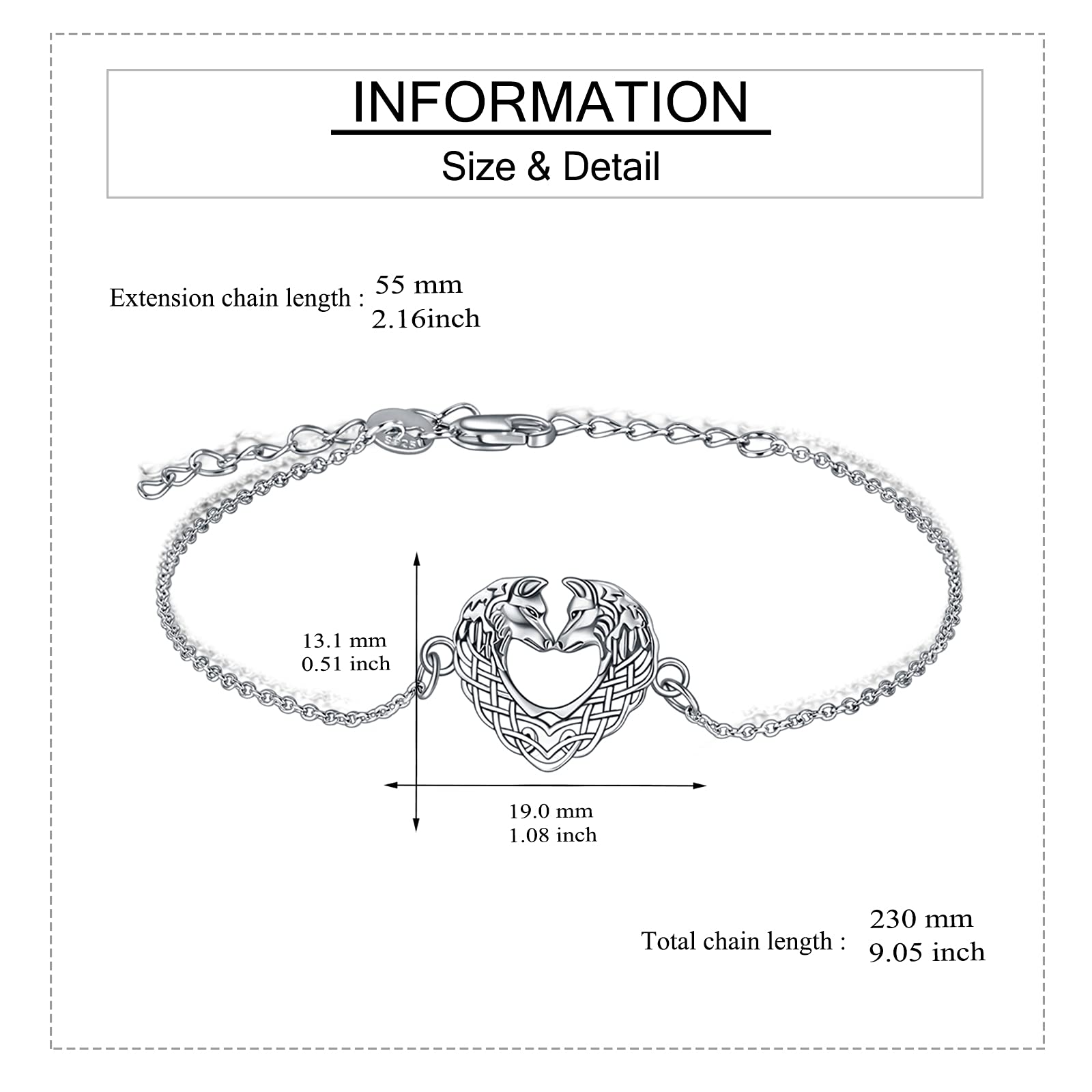 ONEFINITY Wolf Bracelets Sterling Silver Antique Celtic knot Wolf Head Bracelet Viking Wolf Jewelry Gifts for Women