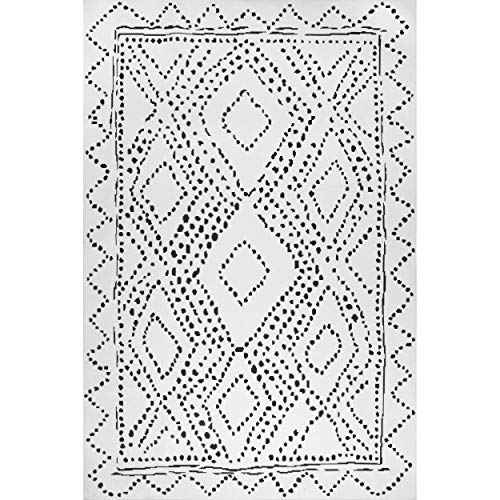 nuLOOM Mila Machine Washable Diamond Trellis Ultra Thin Area Rug, 5' x 8', Ivory
