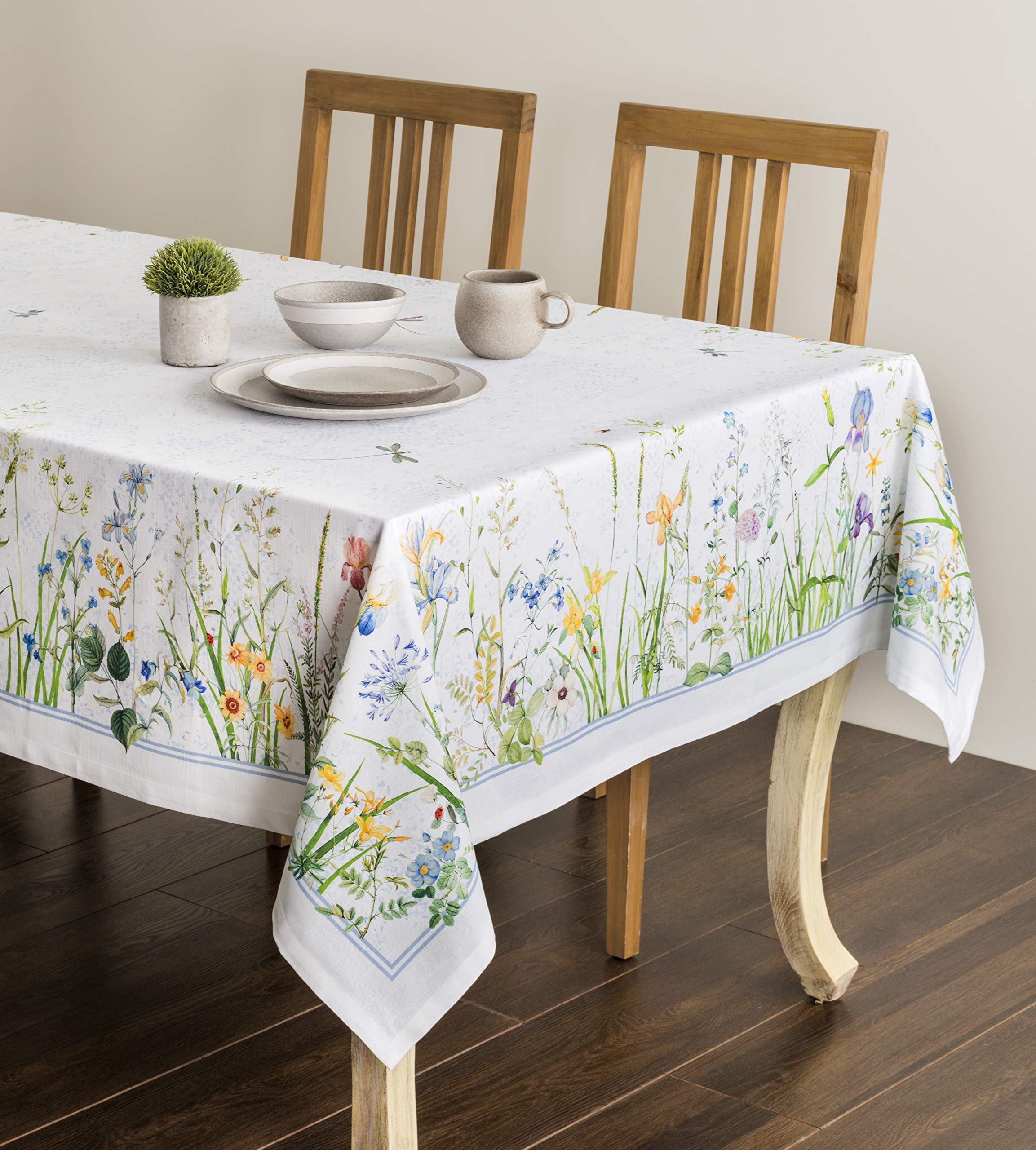 Maison d' Hermine Table Cover 100% Cotton 54"x72" Decorative Tablecloth Washable Rectangle Tablecloths, Dining, Home, Wedding, Banquet, Buffet, Fleurs De Mai - Spring/Summer