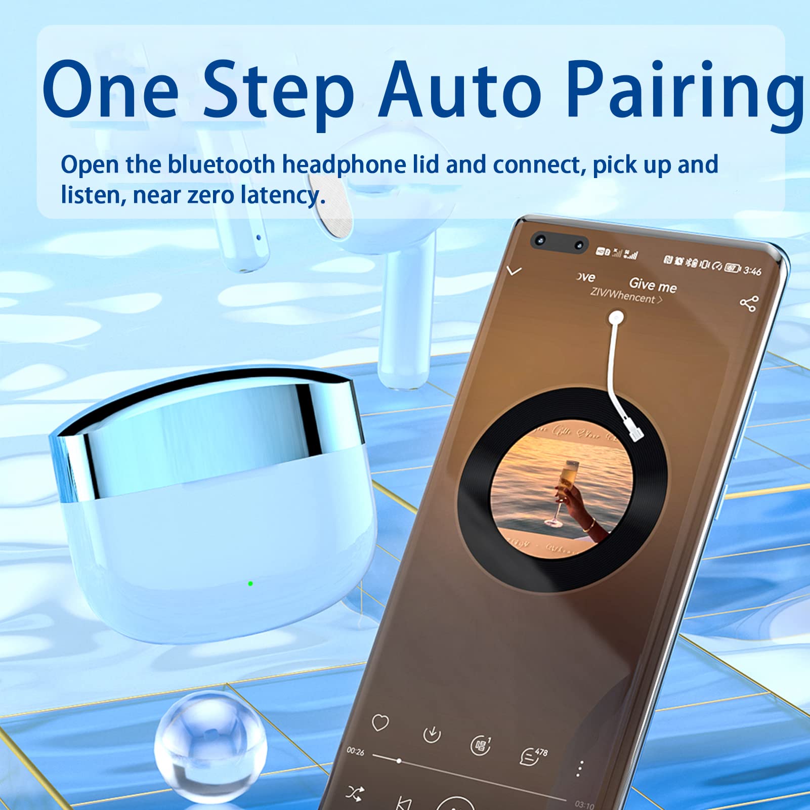 Xmenha Wireless Earbuds Touch Control Long Endurance Headphones Waterproof Small Invisible Bluetooth Headphone Earpiece Noise Reduction Headset Sports Bluetooth 5.1 Earphones for iPhone/Android