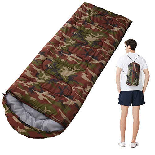 Sleeping Bag - 3 Season Warm & Cool Weather Summer, Spring, Fall, Lightweight, Waterproof for Adults Kids Camping Gear Equipment, Traveling, Outdoors Ultralight Backpacking Hiking Compact (ArmyGreen)