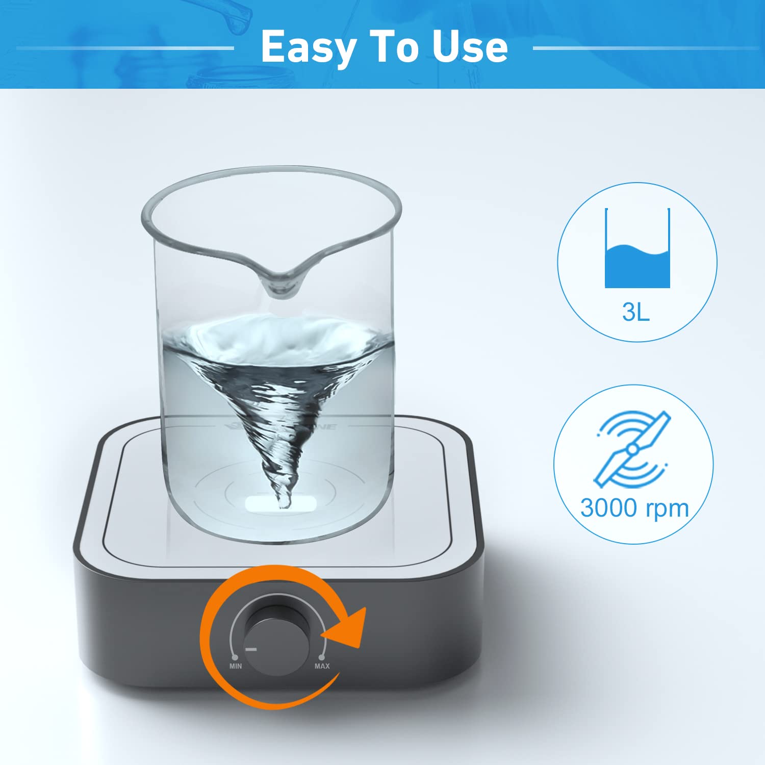 WEST TUNE 3000rpm Magnetic Stirrer Mixer with Stir Bar, Brushless DC Motor Max 3000ml Magnetic Stir Plate Mixer Black-White(No Hot)