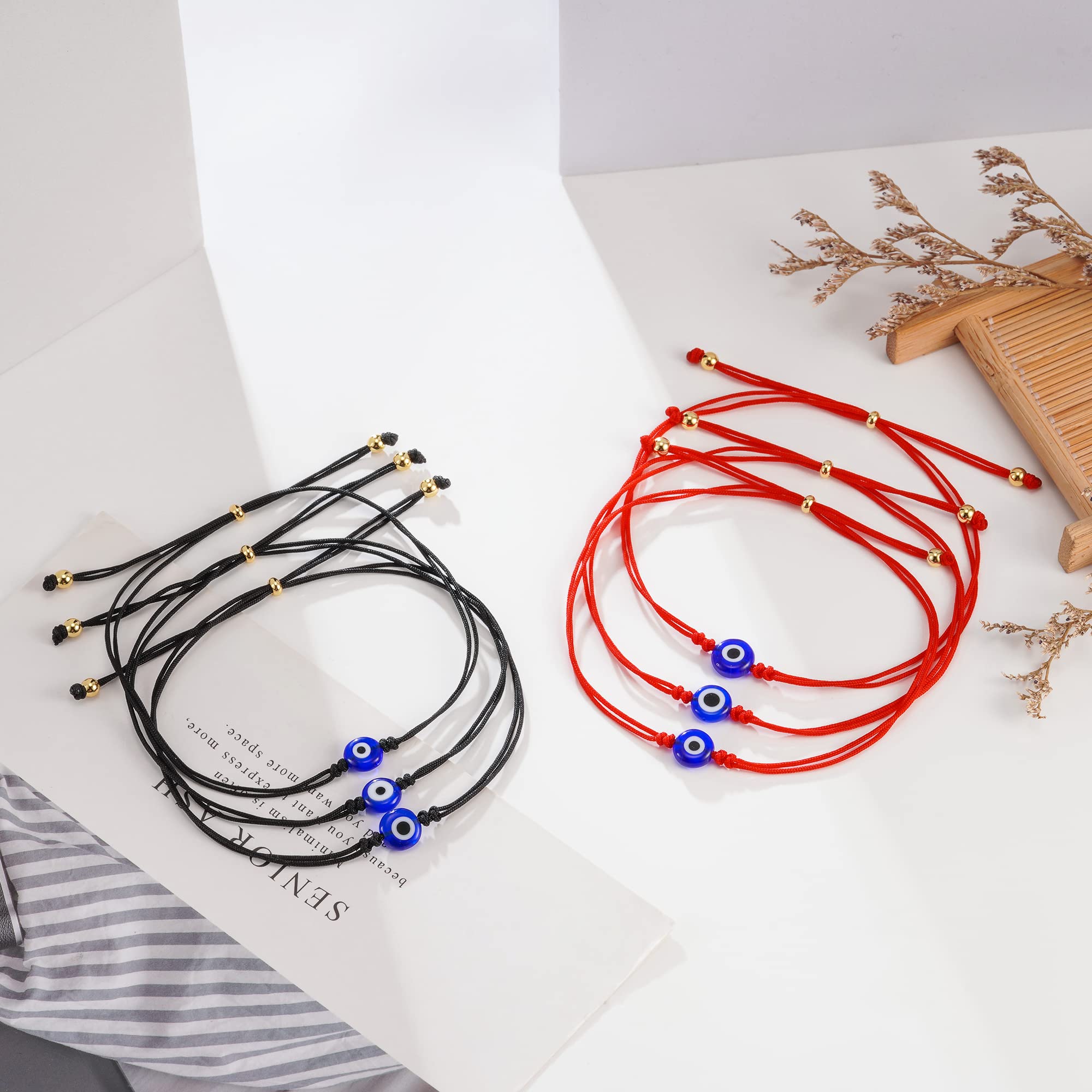 MANVEN Evil Eye Bracelet Nazar Kabbalah Red Protection Bff Friendship Ojo Turco Good Luck String Bracelets for Women Men