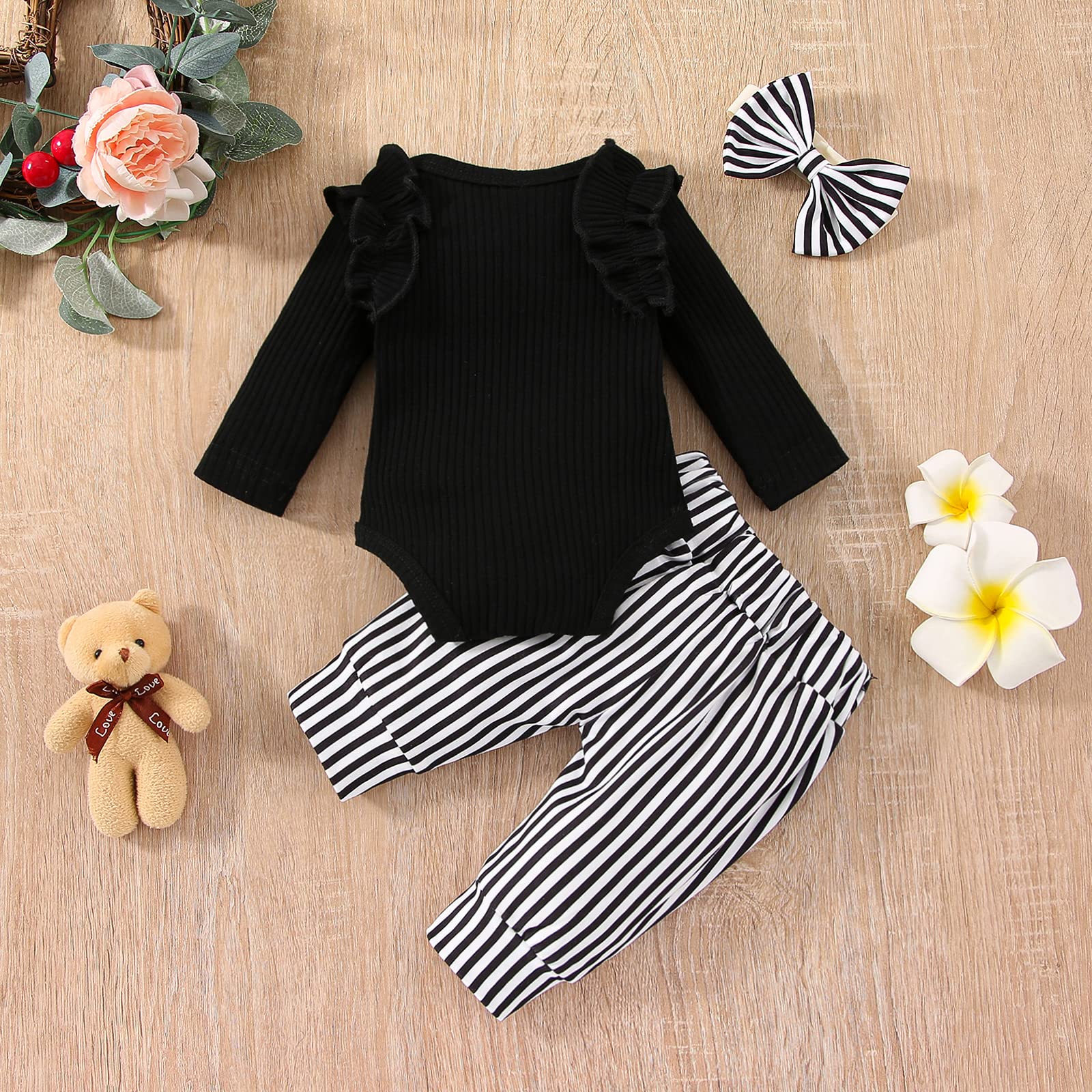 VINUOKER Preemie Newborn Baby Girls Outfits set long Sleeve Cotton Pants Sets Infant Fall Winter Clothes