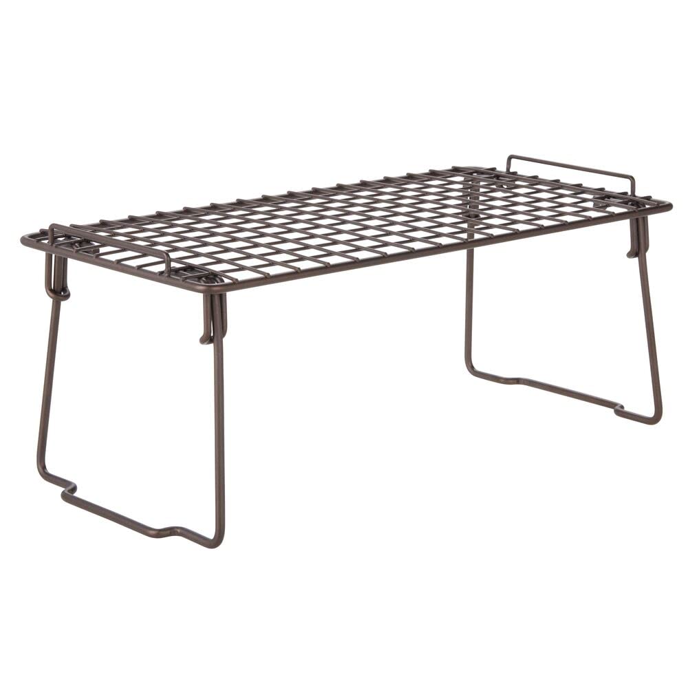 mDesign Versatile Metal Wire Stackable Closet Storage Organizer Shelf for Storage and Organization in Bedroom, Bathroom, Closets, Kitchen and Office Shelves - Easy Install - Bronze