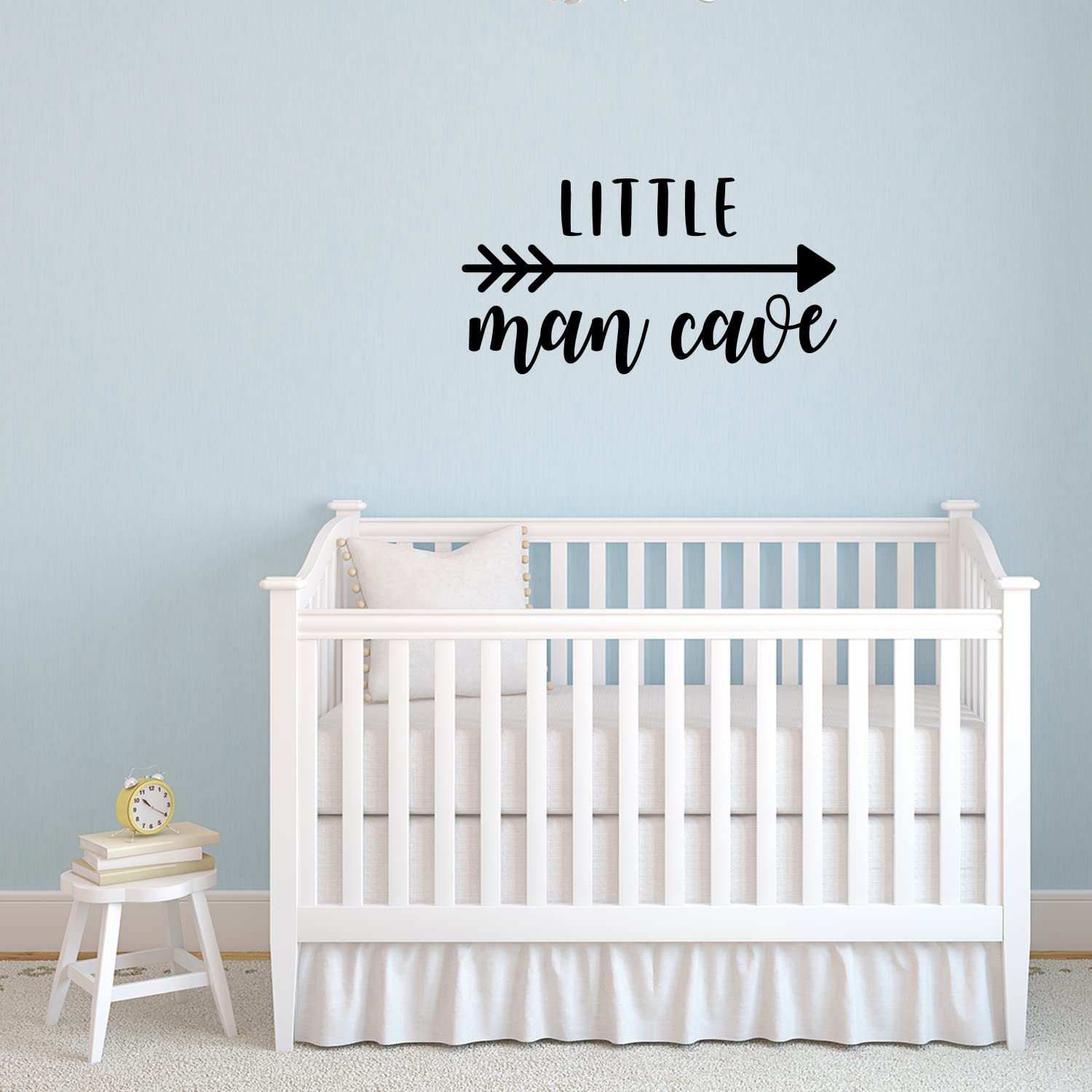 Vinyl Wall Art Decal - Little Man Cave - 8" x 15" - Trendy Inspiring Lovely Kids Quote Sticker for Home Boys Room Toddlers Bedroom Nursery Playroom Kindergarten Daycare Fun Decor (Black)