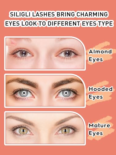 Natural Cat Eyelashes Mink Lashes Wispy Thinner Band 14mm False Eyelashes Natural Look 3D Volume Lashes C Curl Fake Eyelashes 7 Pair Siligli