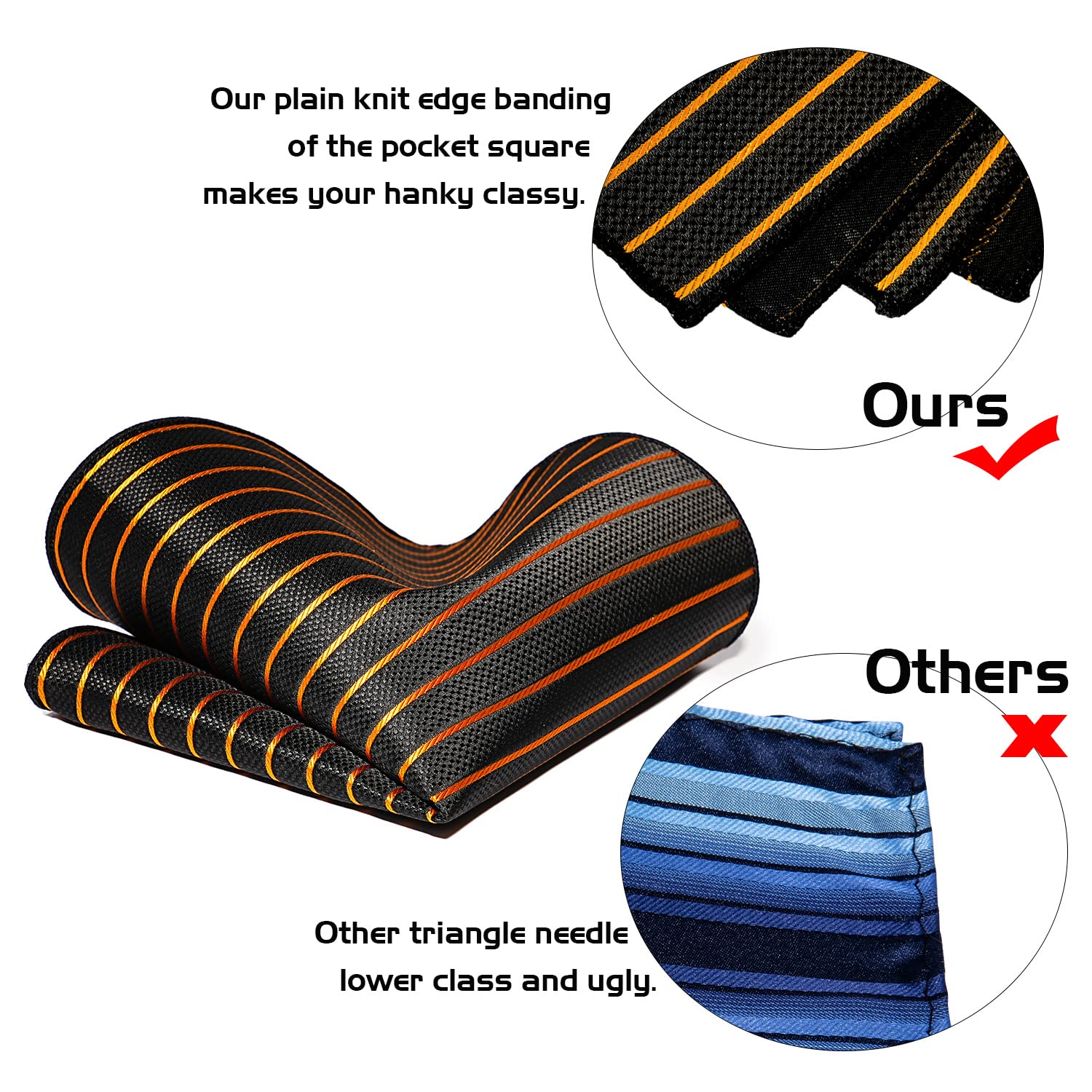 ROBERTO GABBANI Mens Gold Blue Tie Pocket Square Cufflinks Clip Set, Silk Plaid Necktie with Handkerchief Clip