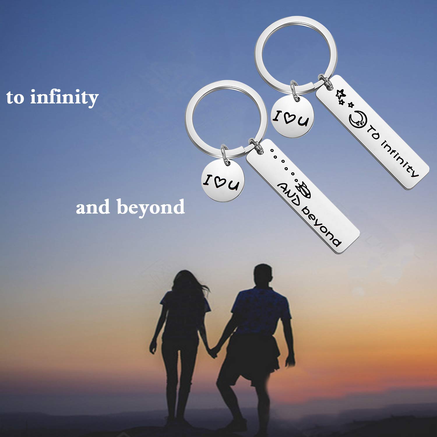 MAOFAED Couples Keychains I Love You to Infinity and Beyond Boyfriend Girlfriend Gift BFF Daughter Son Gift (Infinity and Beyond Set)