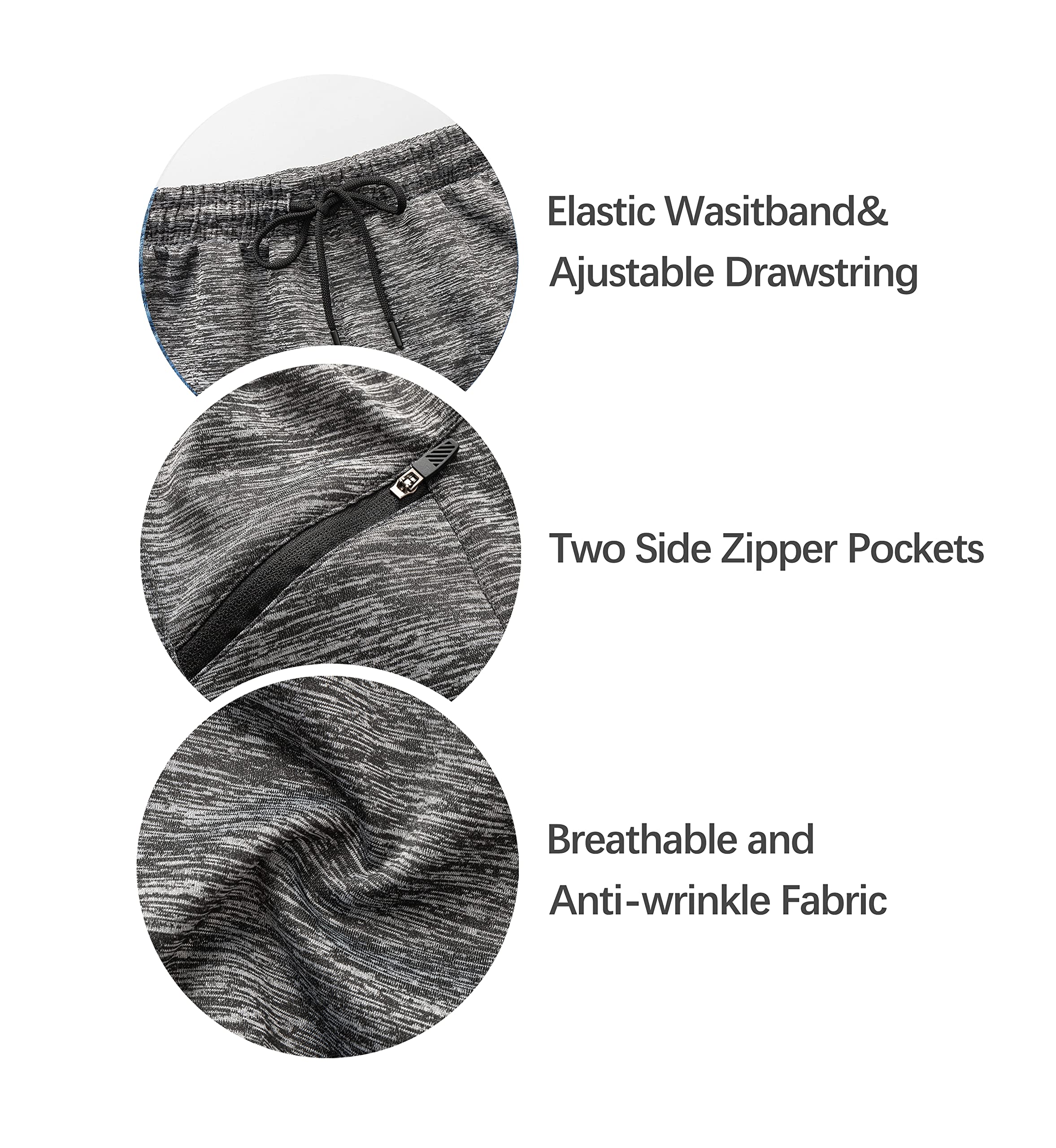 PRTCYPNT Men's Athletic Workout Shorts Casual 10" Gym Running Shorts with Zipper Pockets Drawstrings Charc XL Charcoal