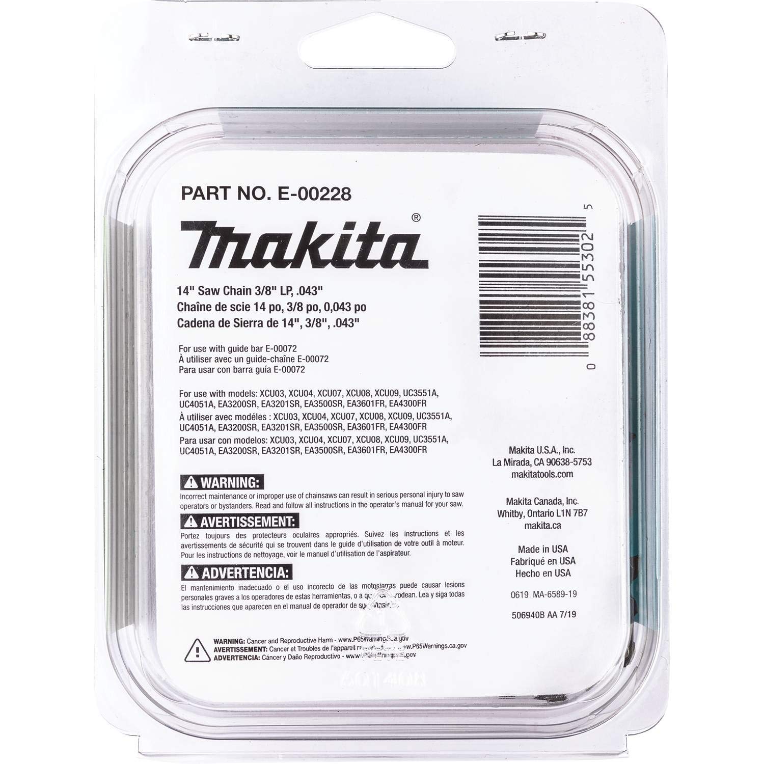 Makita E-00228 14" Saw Chain, 3/8” LP, 043”