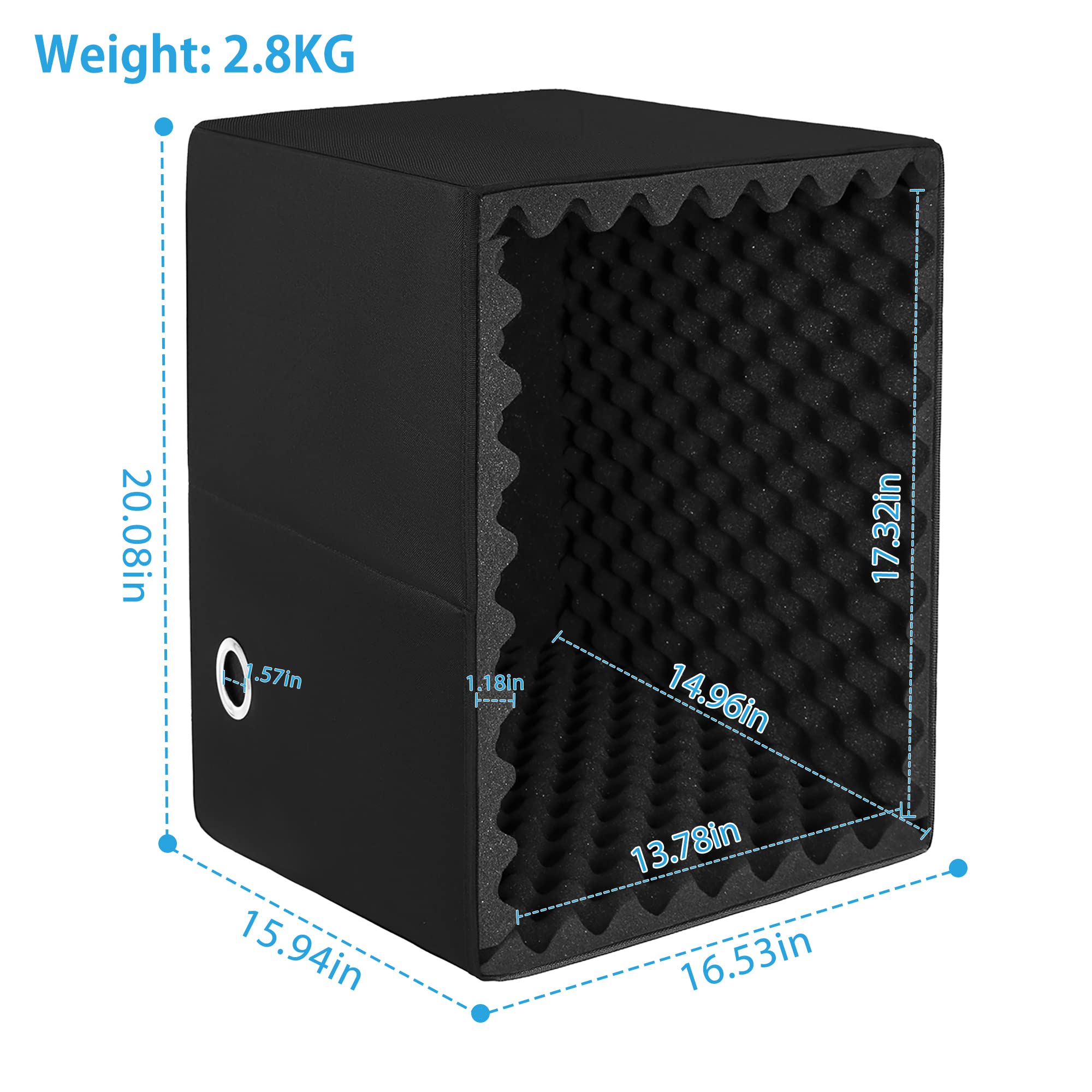 Portable Sound Recording Shield Box,Microphone Isolation Booth Box with Sound Absorbing Foam,Foldable,Stand Mountable,Suitable for studio, Blog, Vocal Use Large
