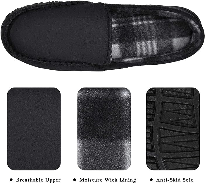 MIXIN Slippers for Men House Shoes Moccasin with Comfortable Memory Foam Indoor Outdoor black 11