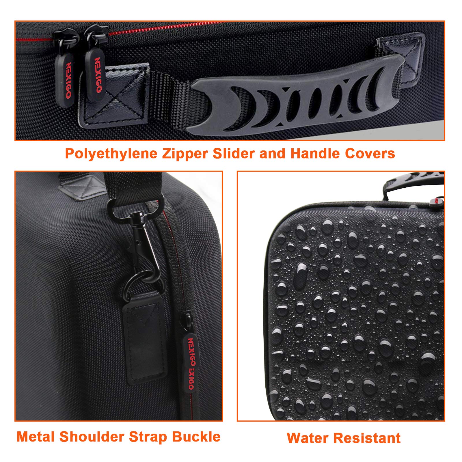 NexiGo Hard Carrying Case for Oculus Quest 2 and 3 with Elite Strap, All-in-one, Lightweight, VR Gaming Headsets and Controllers Accessories, Hard Protective Travel Case with Shoulder Strap (Black)
