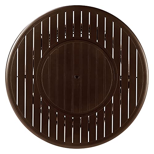 Round 44 in. x 44 in. Aluminum Propane Fire Pit Table with Glass Beads, Two Covers, Lid, 57,000 BTUs in Brown Finish