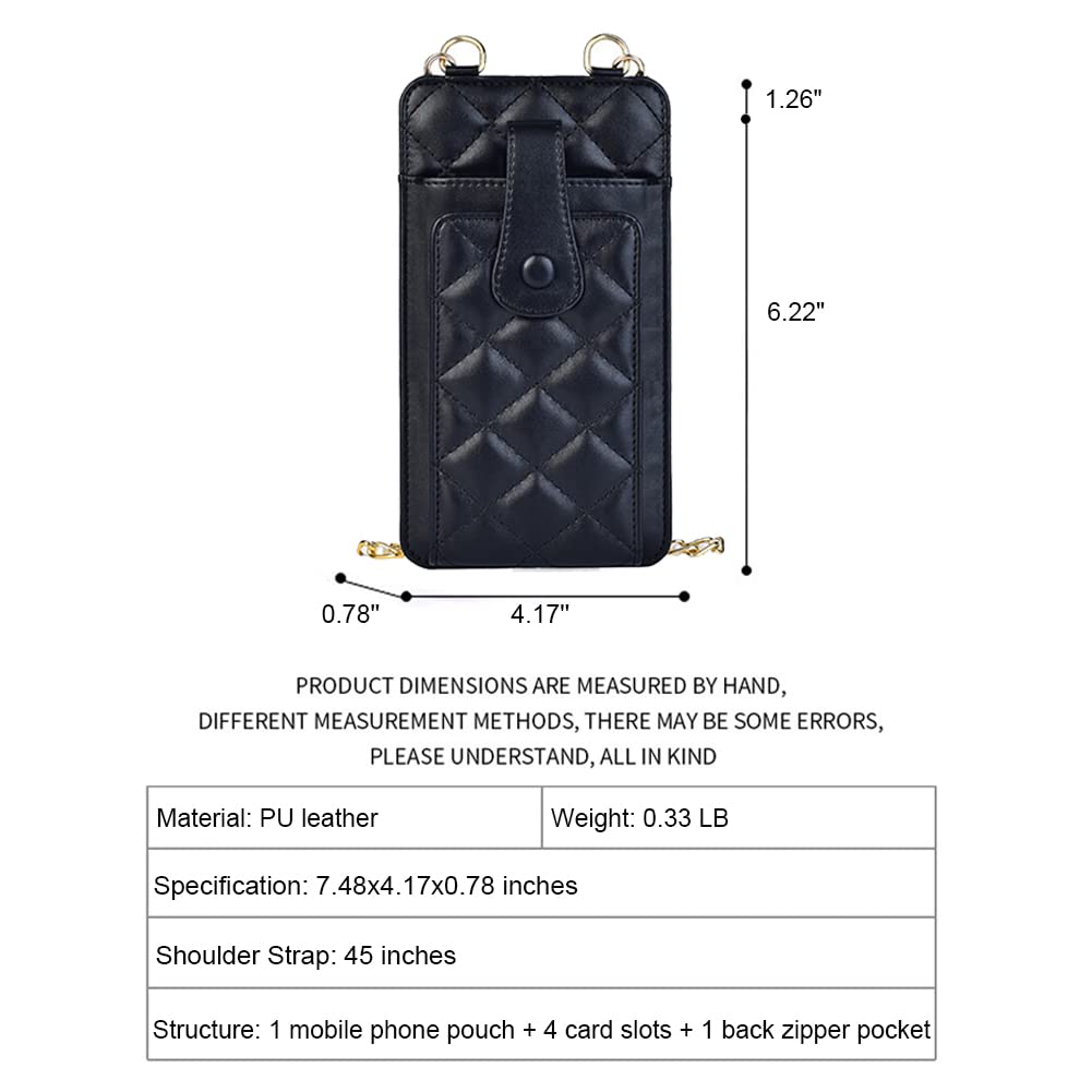 Small Cell Phone Cross Body Bag Purses Crossbody Shoulder Bags with Chain Strap Card Holder for Google Pixel 7 6a 5a 5G 4a 5G (Black)