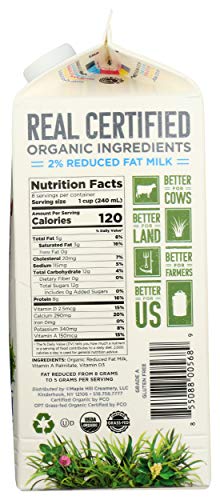 Maple Hill Creamery 100% Grass-Fed Organic 2% Milk - Ultra Pasteurized USDA Organic Reduced Fat Milk – 64 fl oz
