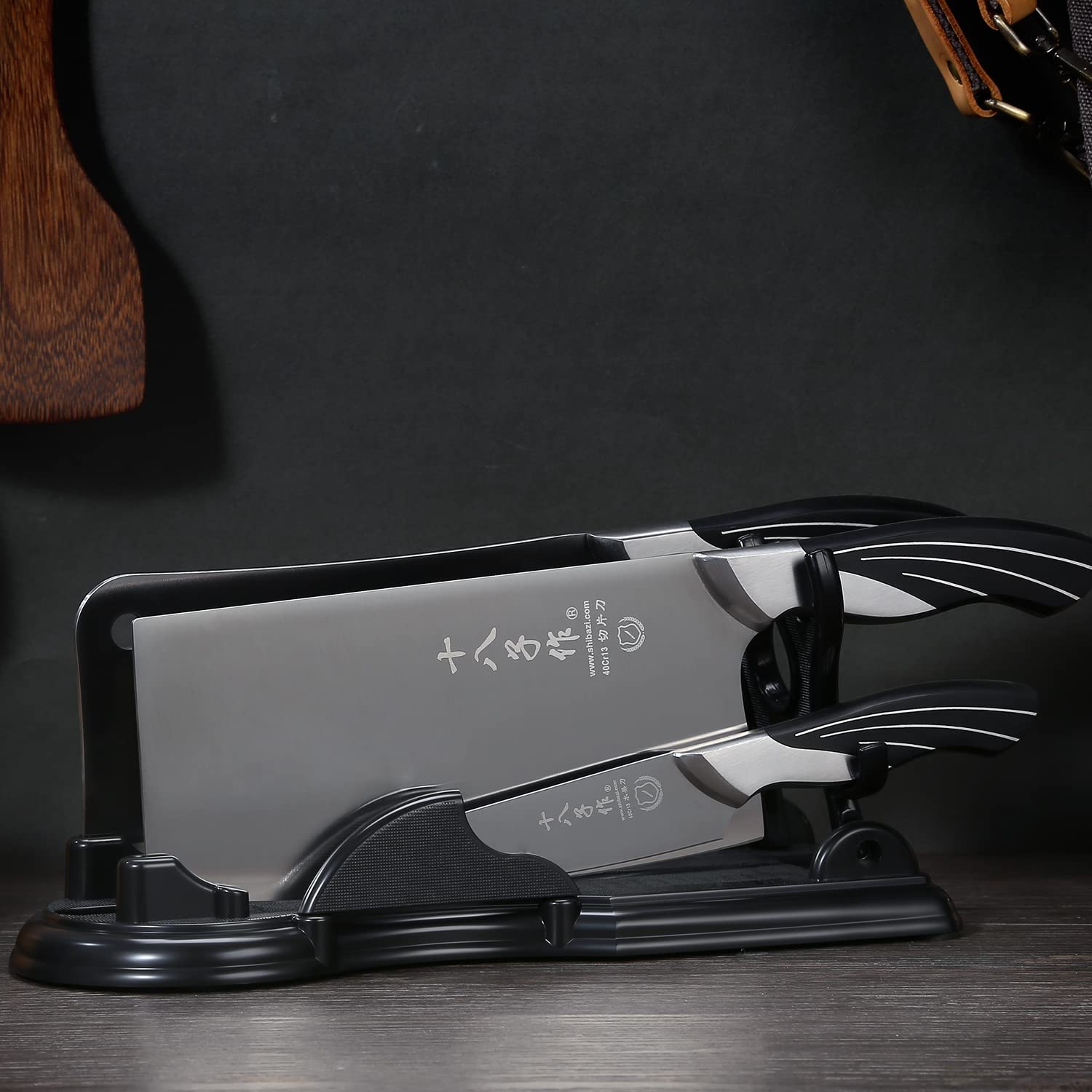 SHI BA ZI ZUO Portable ABS Knife Stand Holder for Cleaver Knife Chef Knife Fruit Knife and Sharpening Rod.