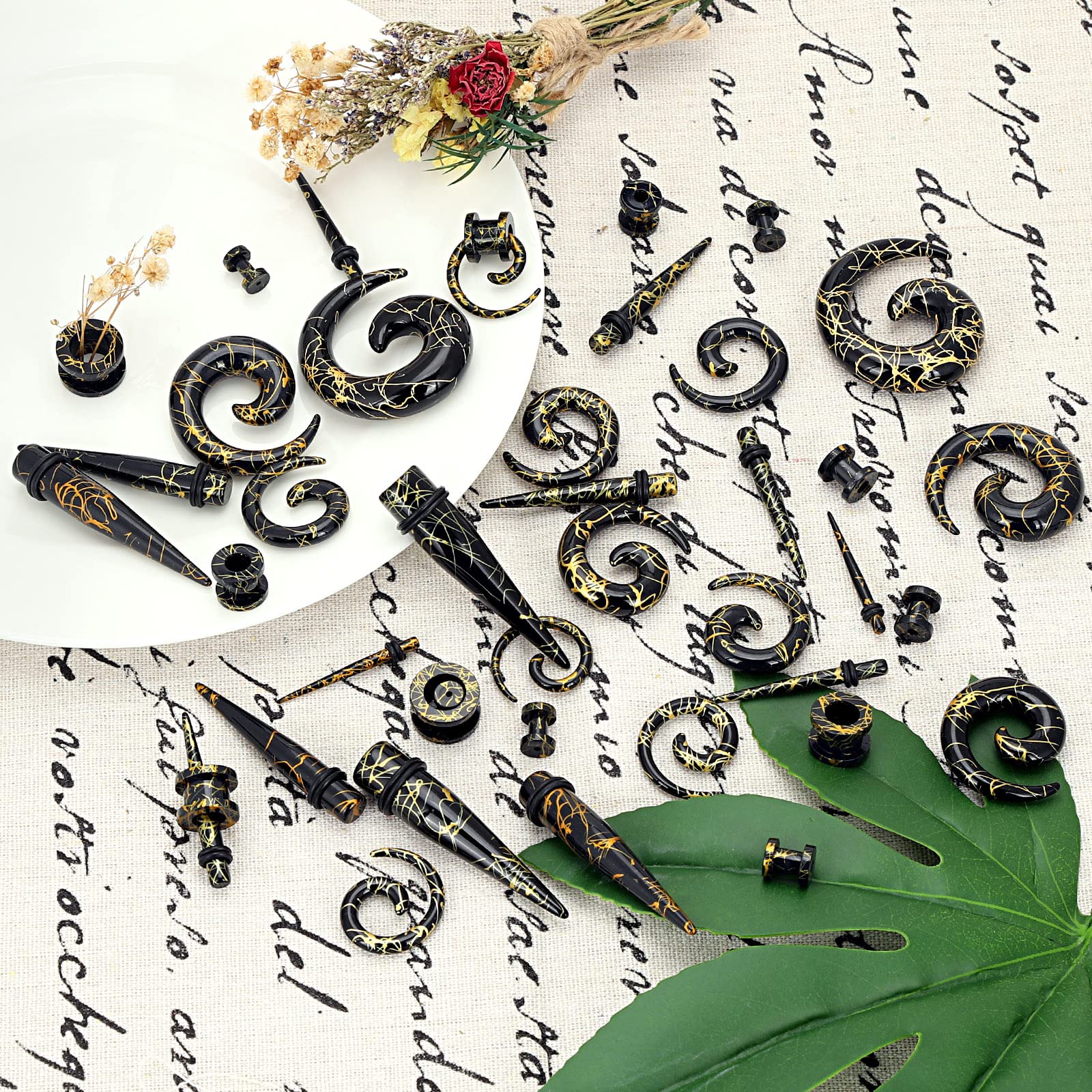 Qmcandy Acrylic Ear Stretching Kit Tapers Tunnels Spiral Expander Set 6pcs Ear Piercing Starter Gauges 00g