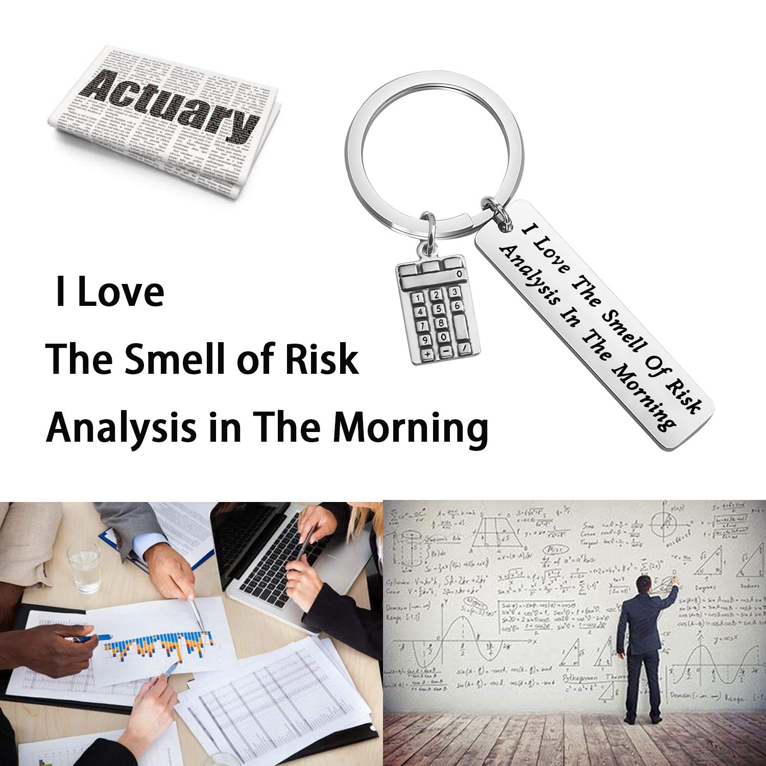MAOFAED I Love the Smell of Risk Analysis in the Morning (Actuary Keychain)