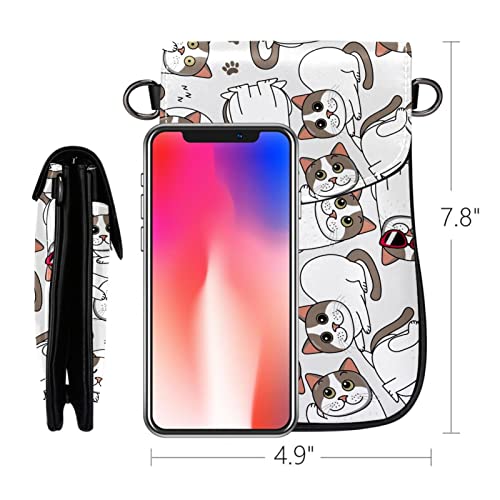Small Crossbody Bag Cartoon Cats Cell Phone Purse Wallet