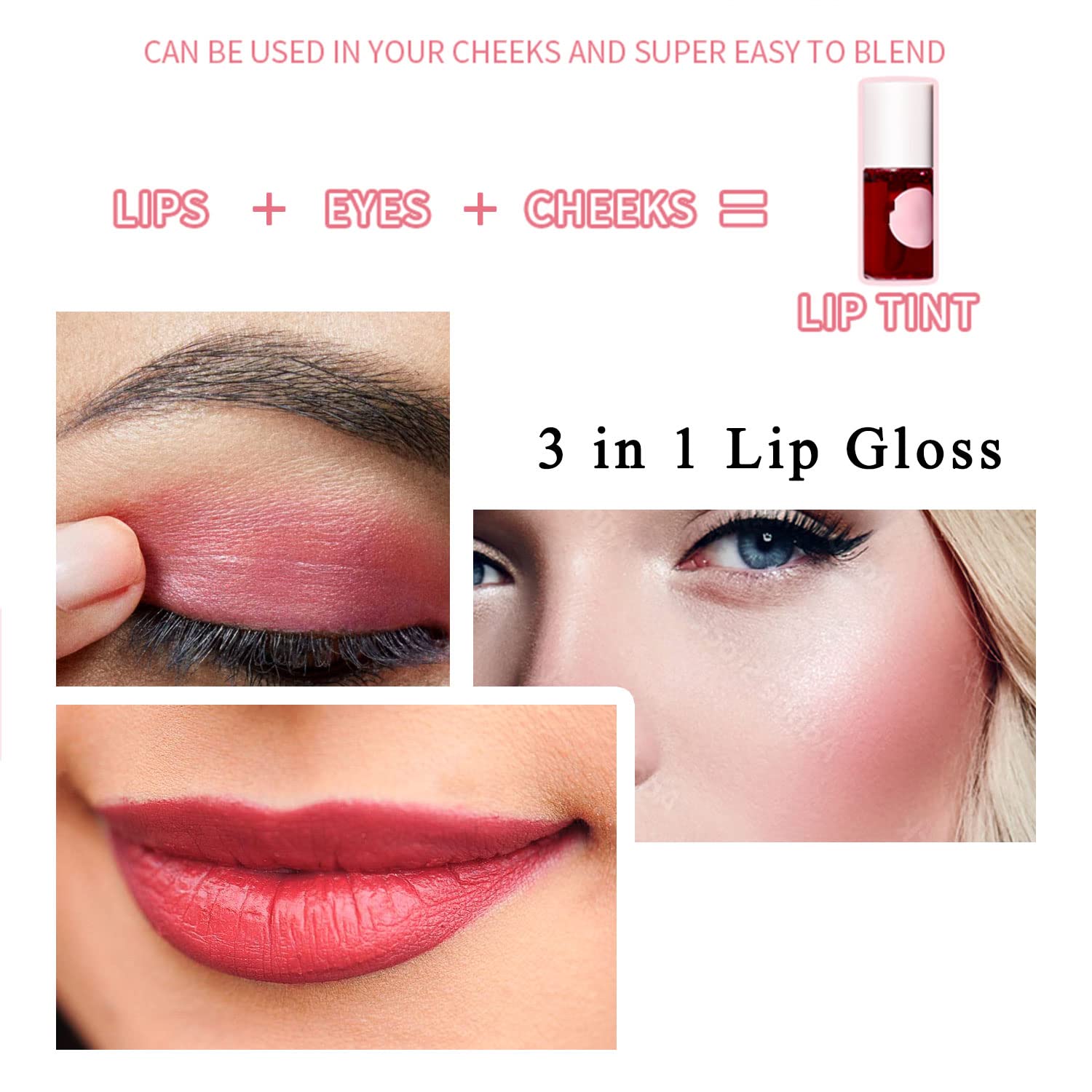 ZSSEMEI Lip Stain Tint Set, Mini Liquid Lipstick, Hydrating & Moisturizing Cheeks and Eyes, Waterproof, Long lasting, Easy Application, Shimmery, Natural Lip Gloss, Sexy Lip Color Makeup (1# APPLE)