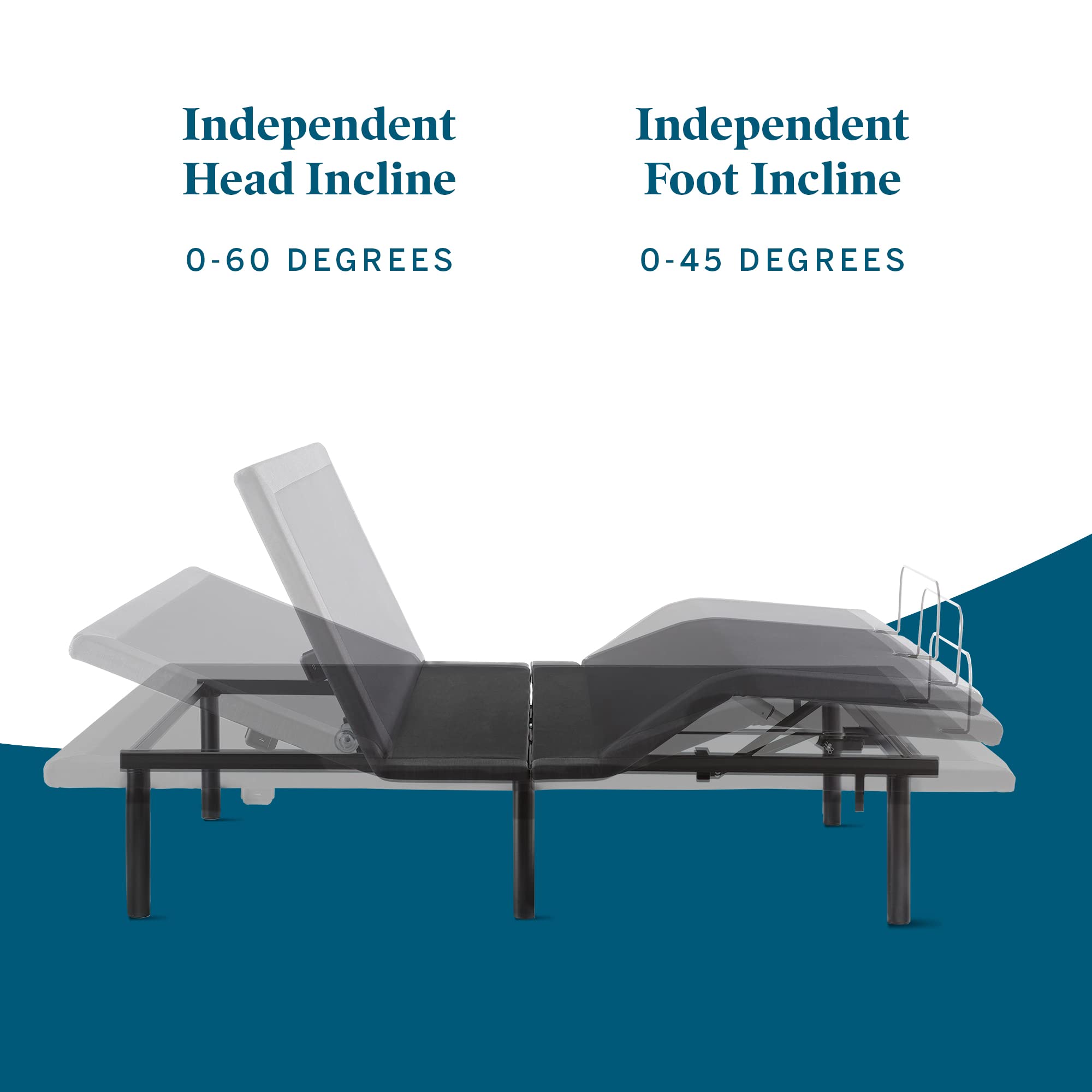 LUCID L600 Adjustable Bed Base with LUCID 12 Inch Memory Foam Hybrid-Mattress - Split King