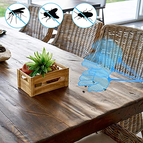 Rpanle 2 Pieces Fly Swatter, Extendable Fly Swatter, Strong Manual Fly Swats (Blue + Red)