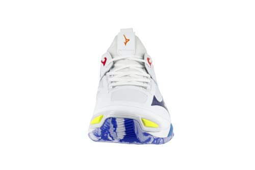Mizuno Unisex-Adult Wave Momentum 2 Volleyball Shoe, White/Surf The Web, US Women's 12.5/US Men's 11