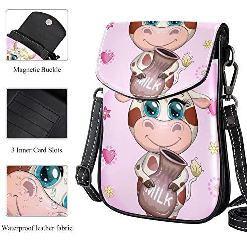 Small Crossbody Bag Cow And Milk Cell Phone Purse Wallet