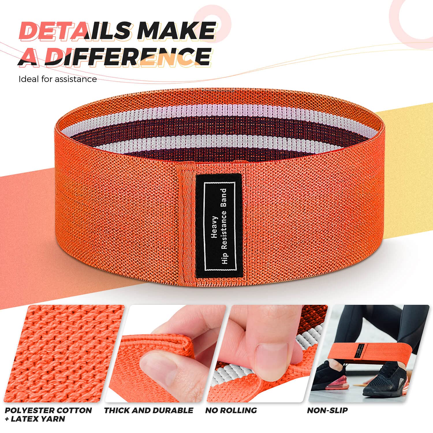 Resistance Bands, Exercise Workout Bands for Women and Men, 5 Set of Stretch Bands for Booty Legs, Pilates Flexbands