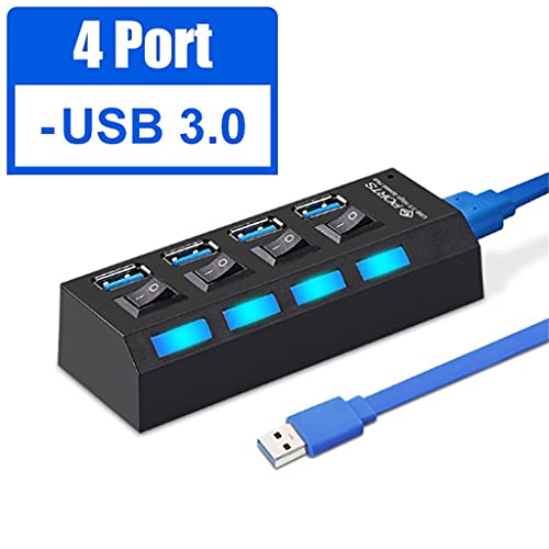 XXXDXDP USB 3.0 Hub USB Hub 3.0 Multi USB Splitter 3 Hab Use Power Adapter 4 Port Multiple Expander USB3 Hub with Switch for PC
