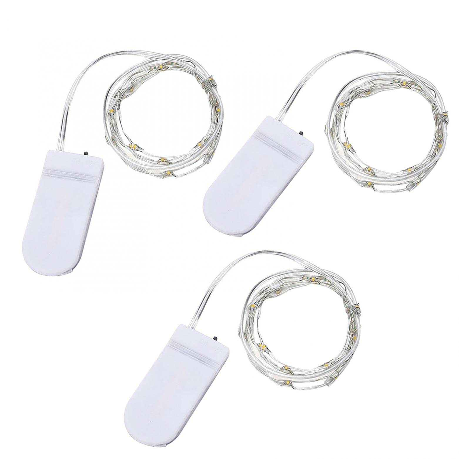 LED Battery Operated Fairy Lights, 1M 10 Lights Mini Copper Wire Firefly String Lights, String Lights Silver Coated Copper Wire Lights for DIY Wedding Bedroom Indoor Party Decoration 3 Pack