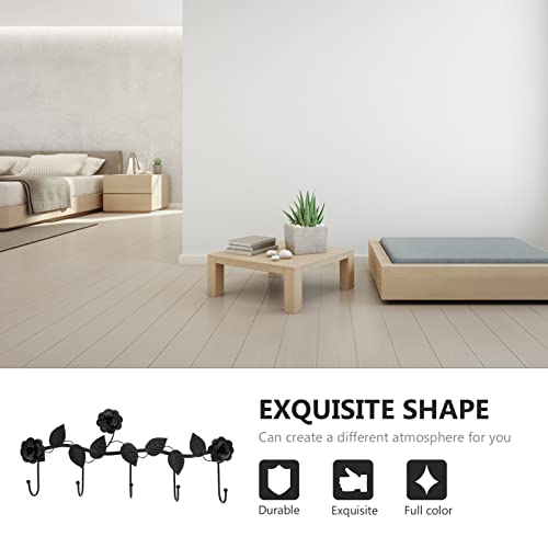 Zerodeko Iron Art Wall Hook Door Back Hook Storage Rack Rose Flower Hook Towel Hook Holders Wall Mounted Hanger Coat Rail Rack Hat Hooks Organizer Black Coat Hook Rack