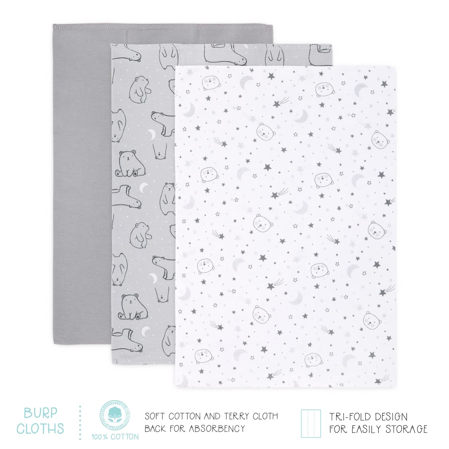 The Peanutshell Newborn Clothes & Accessories Set - 23 Piece Layette Gift Set - Fits Newborn to 3 Months - Grey Celestial & Bear