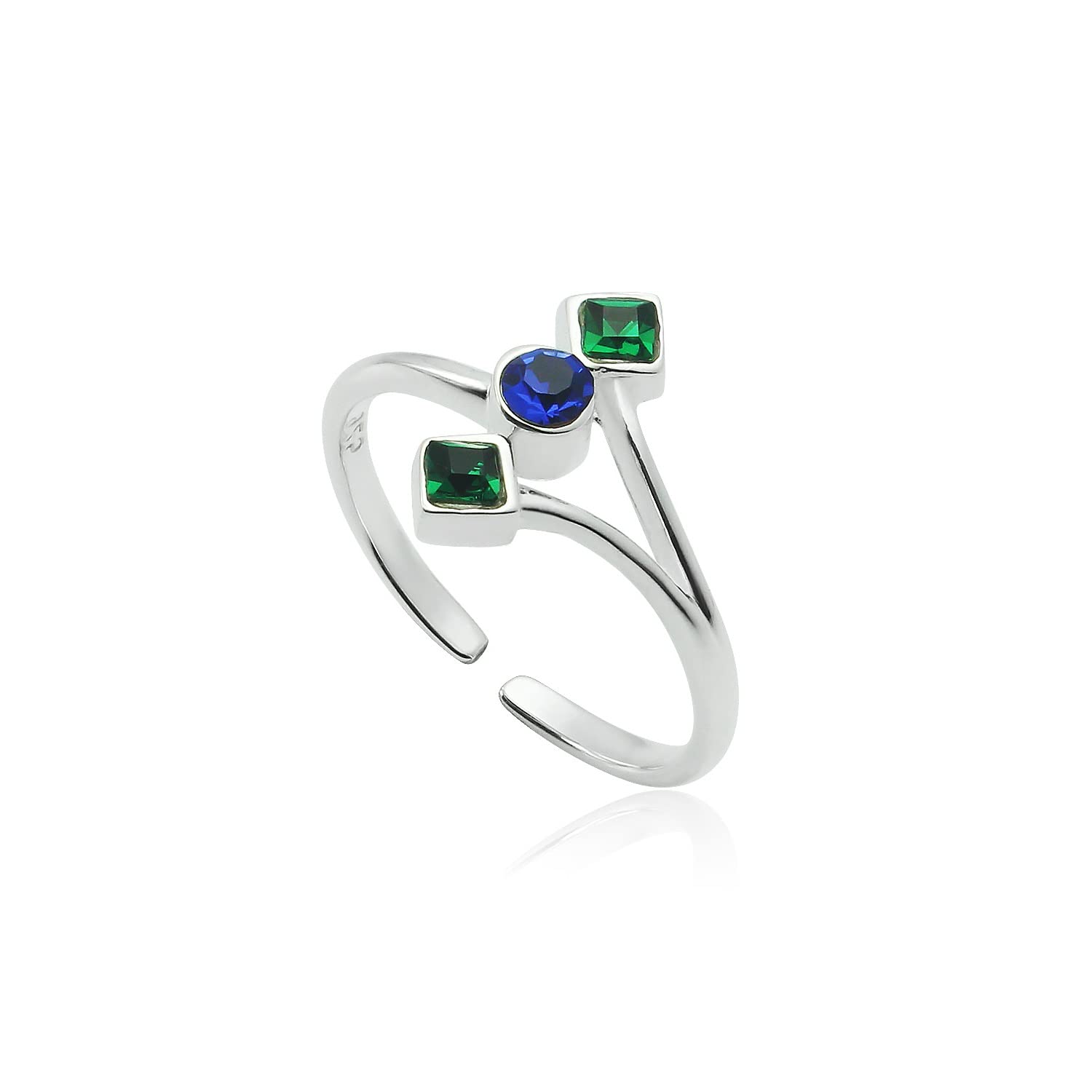 PAVISA - Sterling Silver Green Crystal Toe Ring