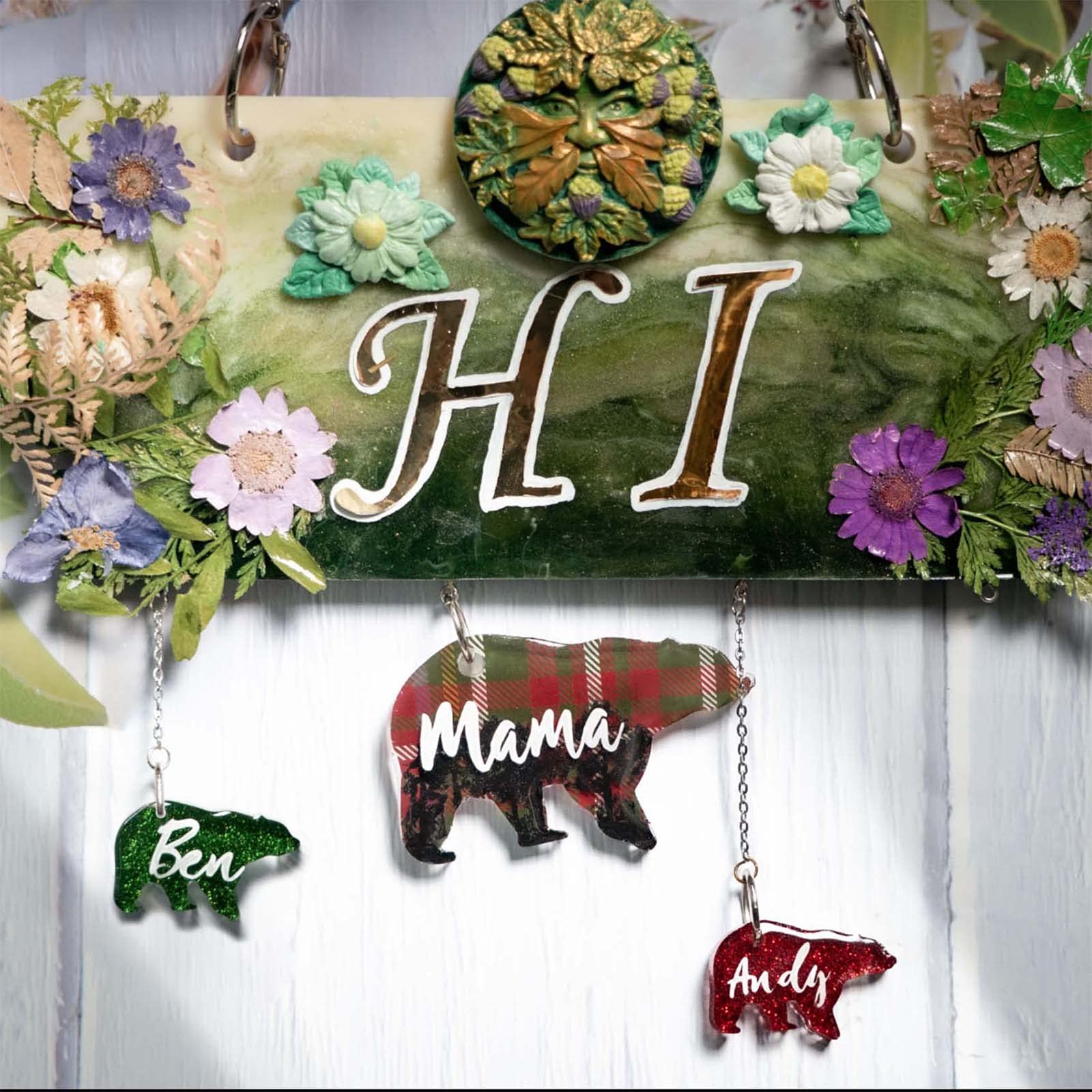 Mama and Baby Keychain Resin Silicone Molds Set with Key Chain Rings Alpaca Bear Elephant for Epoxy Jewelry Casting Kit 18-Count