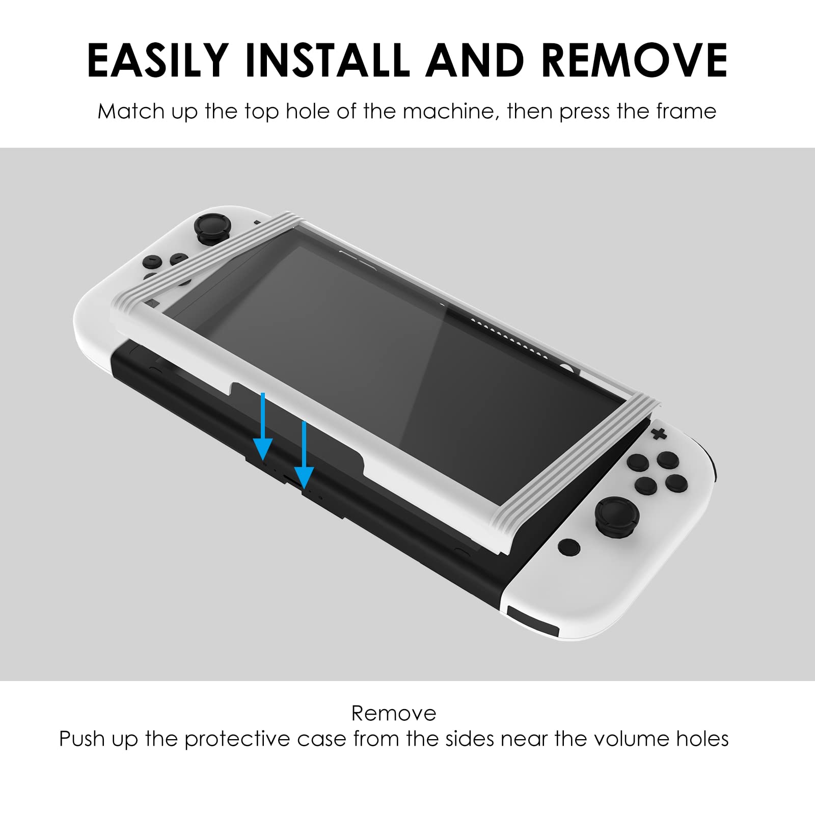 Sibese Tempered Glass Screen Protector Unique Design for Switch OLED Model 2021, HD Clear Screen Protector with PC Frame, Full Cover, Anti-Scratch, Bubble Free (White)