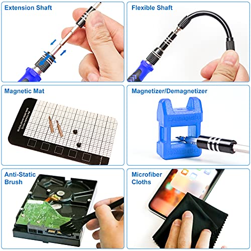 STREBITO Precision Magnetic Screwdriver Set 124-Piece Electronics Tool Kit with 101 Bits, for Computer, Laptop, Cell Phone, PC, MacBook, iPhone, Nintendo Switch, PS4, PS5, Xbox Repair
