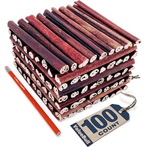 ValueBull USA Collagen Sticks, Premium Beef Small Dog Chews, Low Odor, 6" Thin, 100 Count - Single Ingredient, Rawhide-Free, All-Natural, Healthy for Hips, Joints, Skin & Coat