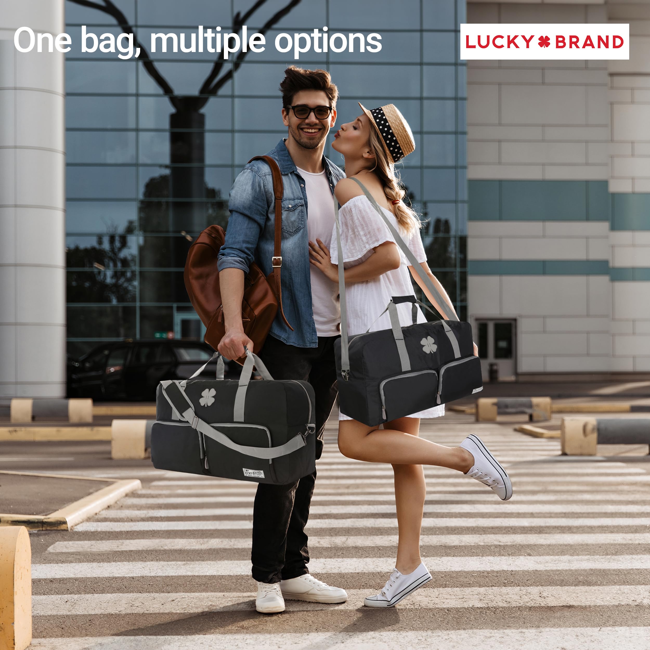Lucky Travel Duffel Bags 65L, Gym Bag, Travel Bag & Large Duffle Bag for Men, Foldable Overnight Weekender Bags for Women & Men with Adjustable Shoulder Strap, Black