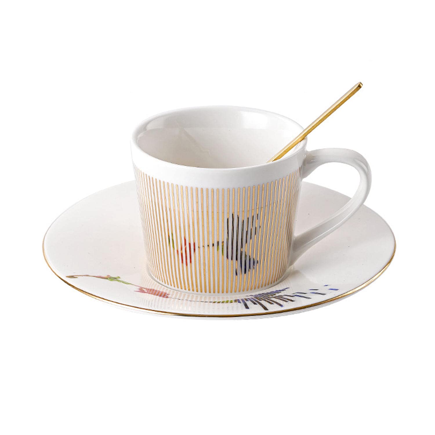 RUNLAIKEJI Mirror Reflection Cup and Saucer, 8 oz Mirror Coffee Cup, Illusion Cups, Anamorphic Cup and Saucer, Moving Reflection Coffee Cup, Reflection Coffee Cup, Ceramic Coffee Mug